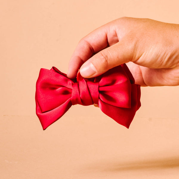 Mini Satin Bow Claw Clip-Red - Everything But The Princess
