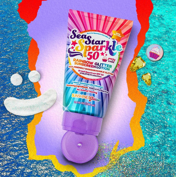 Sea Star Sparkle SPF 50 Waterproof Glitter Sunscreen - Party Cake ...