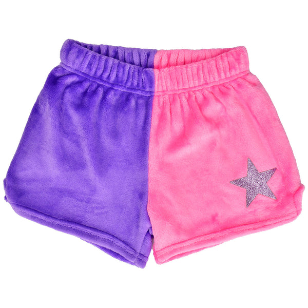 Iscream Vivid Violet & Pretty Pink Star Color Block Plush Shorts ...