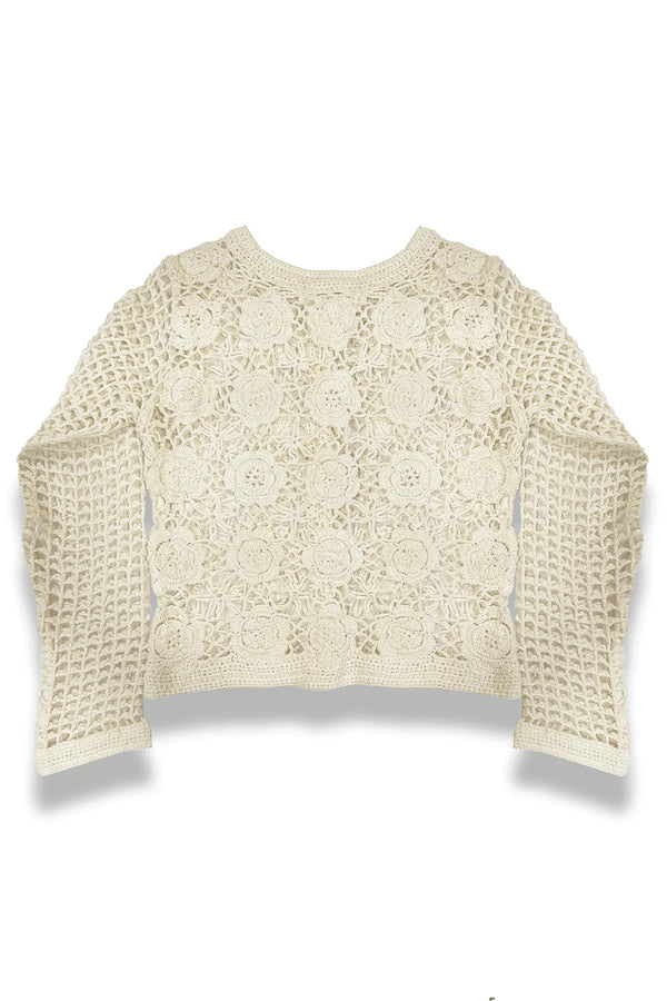 KatieJ NYC Cream Bailey Pattern Crochet Cardigan - Everything But The ...