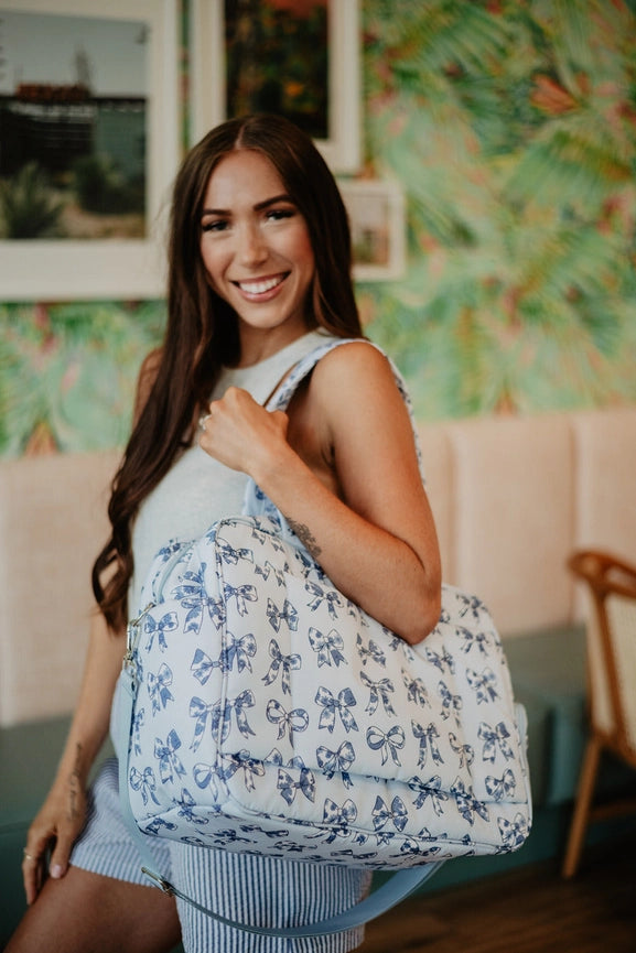 Blue Toile Coquette Bows 18" Weekender/Travel Bag - Everything But The ...